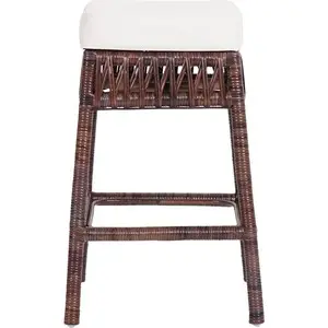 JONATHAN Y Bali Rattan Backless Counter Stool - Dark Brown 25.5" Counter Stool